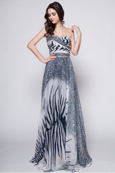 Animal Print Sweetheart Long Prom Dress - $99 #CK385 - SheProm.com