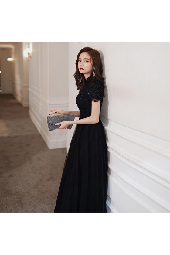Tulle Black Long Formal Dress with Beading Top - $125.9784 #AM6103 ...
