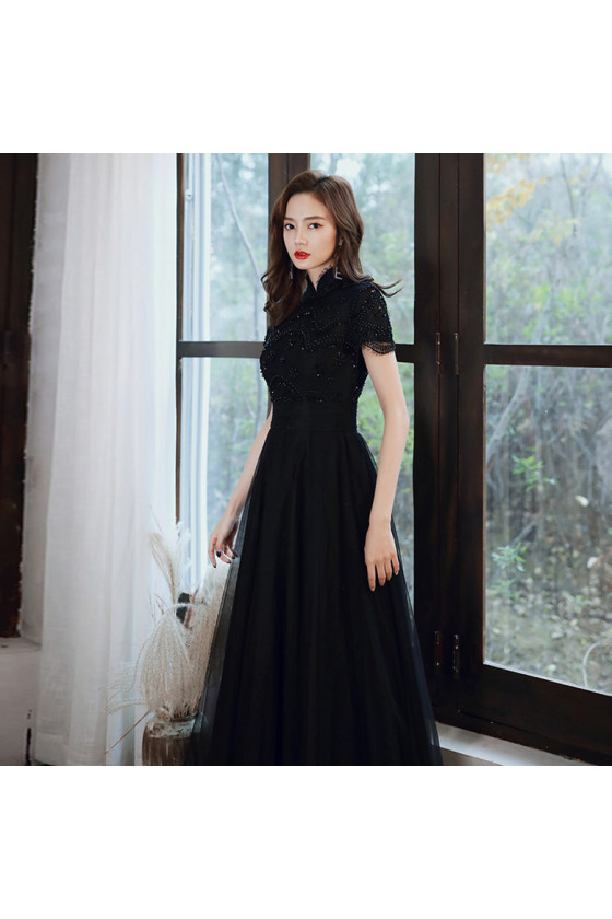 Tulle Black Long Formal Dress with Beading Top - $125.9784 #AM6103 ...