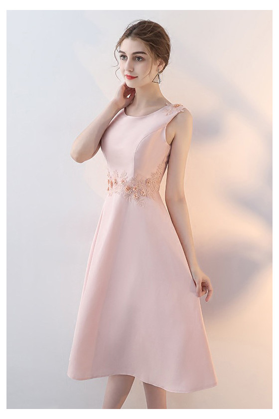 Pretty Pink Tea Length Homecoming Party Dress Sleeveless - $62.4816 # ...