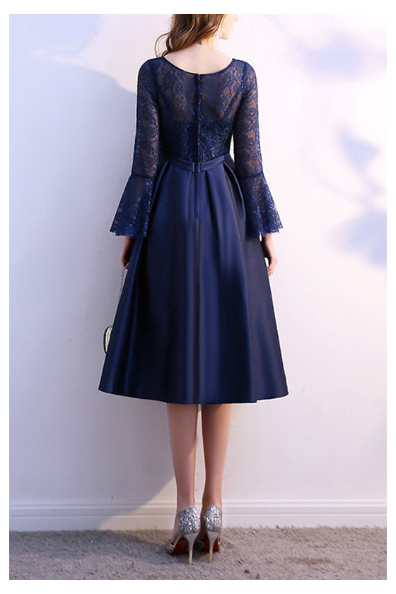 Lace Long Sleeve Blue Homecoming Dress For Semi Formal - $57.4776 # ...