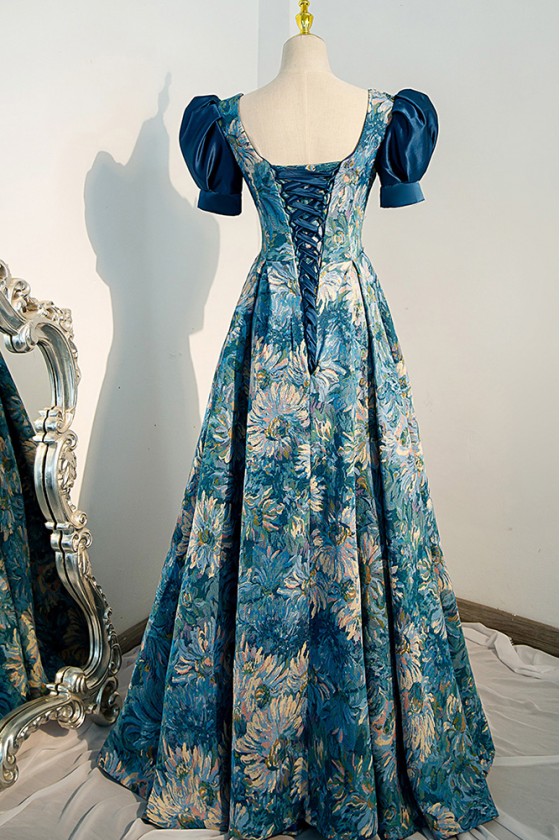 Special Floral Patterns Aline Long Party Dress with Sleeves - $139.9896 ...