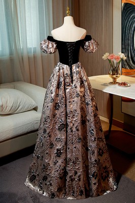 Formal Long Retro Pattern Party Prom Dress Off Shoulder - $124.992 # ...