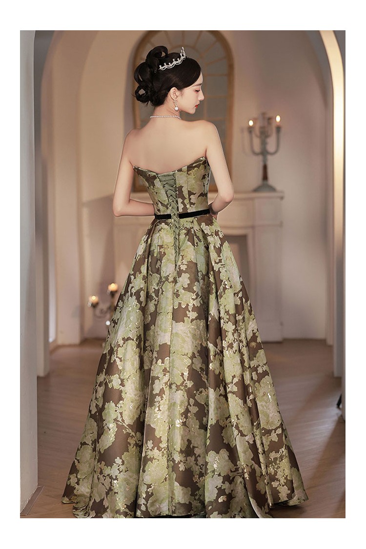 Floral Prints Strapless Long Prom Dress - $133.992 #MS18049 - SheProm.com