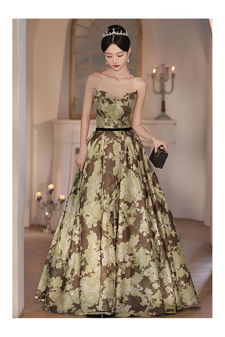 Floral Prints Strapless Long Prom Dress - $133.992 #MS18049 - SheProm.com