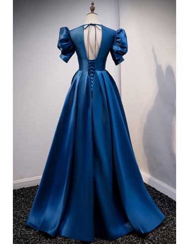 V-neck Prom Gown with Bubble Sleeves And Open Back - $128.992 #V78229 ...
