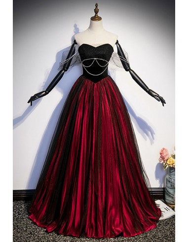 Black And Red Prom Gown with Adjustable Big Bow - $192.992 #V78062 ...
