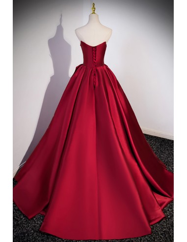 Strapless Red Satin Long Ballroom Formal Evening Gown For Woman - $154. ...