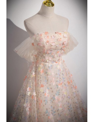 Romantic Floral Sequin Long Prom Dress Strapless - $182.992 #V78373 ...