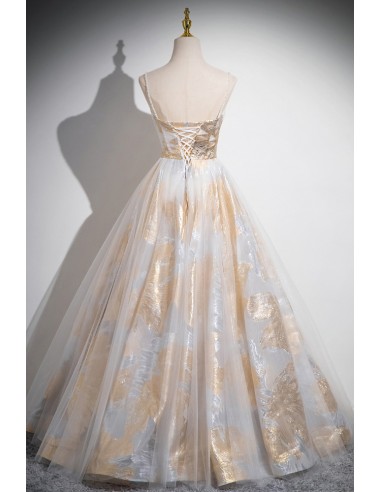 Unique Ballroom Long Gold Flower Prom Dress with Beading - $147.992 # ...