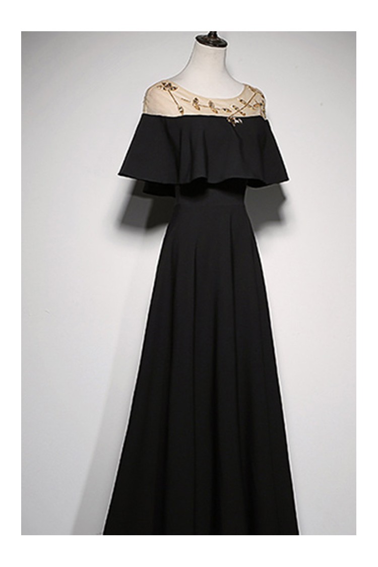 Modest Long Black Sheer Neckline Formal Dress - $131.992 #E76108 ...