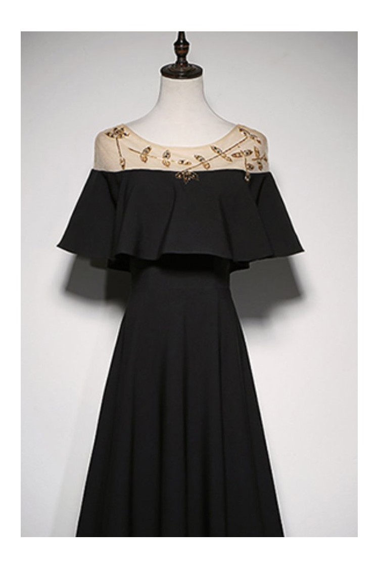 Modest Long Black Sheer Neckline Formal Dress - $131.992 #E76108 ...