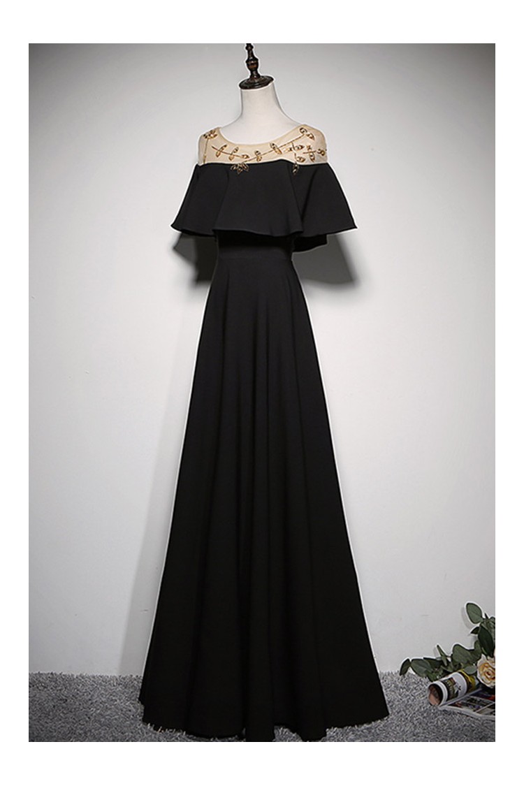Modest Long Black Sheer Neckline Formal Dress - $131.992 #E76108 ...