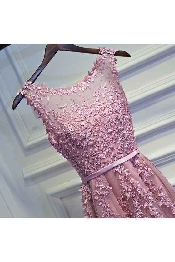 Pretty Pink Lace Short Party Dress Sleeveless With Appliques - $108. ...
