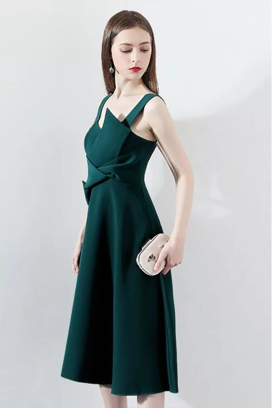 Elegant Dark Green Pleated Aline Party Dress with Wrap - $68.9832 # ...