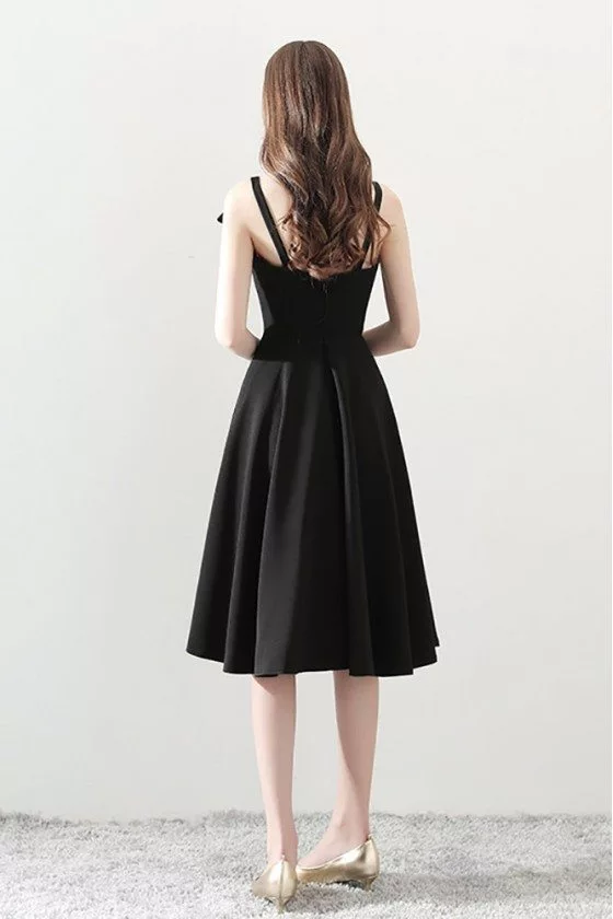 2018 Black Aline Simple Midi Homecoming Dress for Parties - $73.98 #HTX86006 - SheProm.com